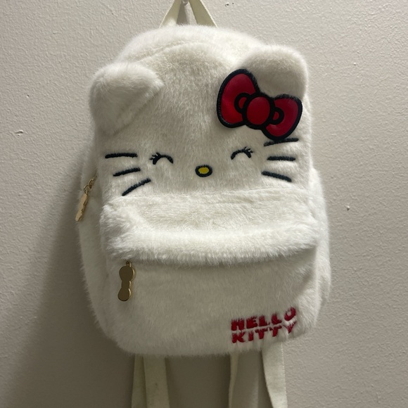 Hello Kitty | Bags | Hello Kitty Furry White And Red Mini Backpack ...